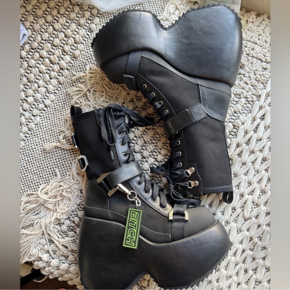 Dolls Kill | Shoes | Dolls Kill Black Heart Platform Ankle Boots | Poshmark